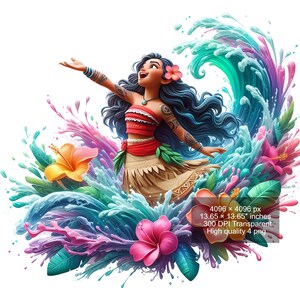 4 PNG Moana Splash and Watercolor Digital Design PNG File for ...