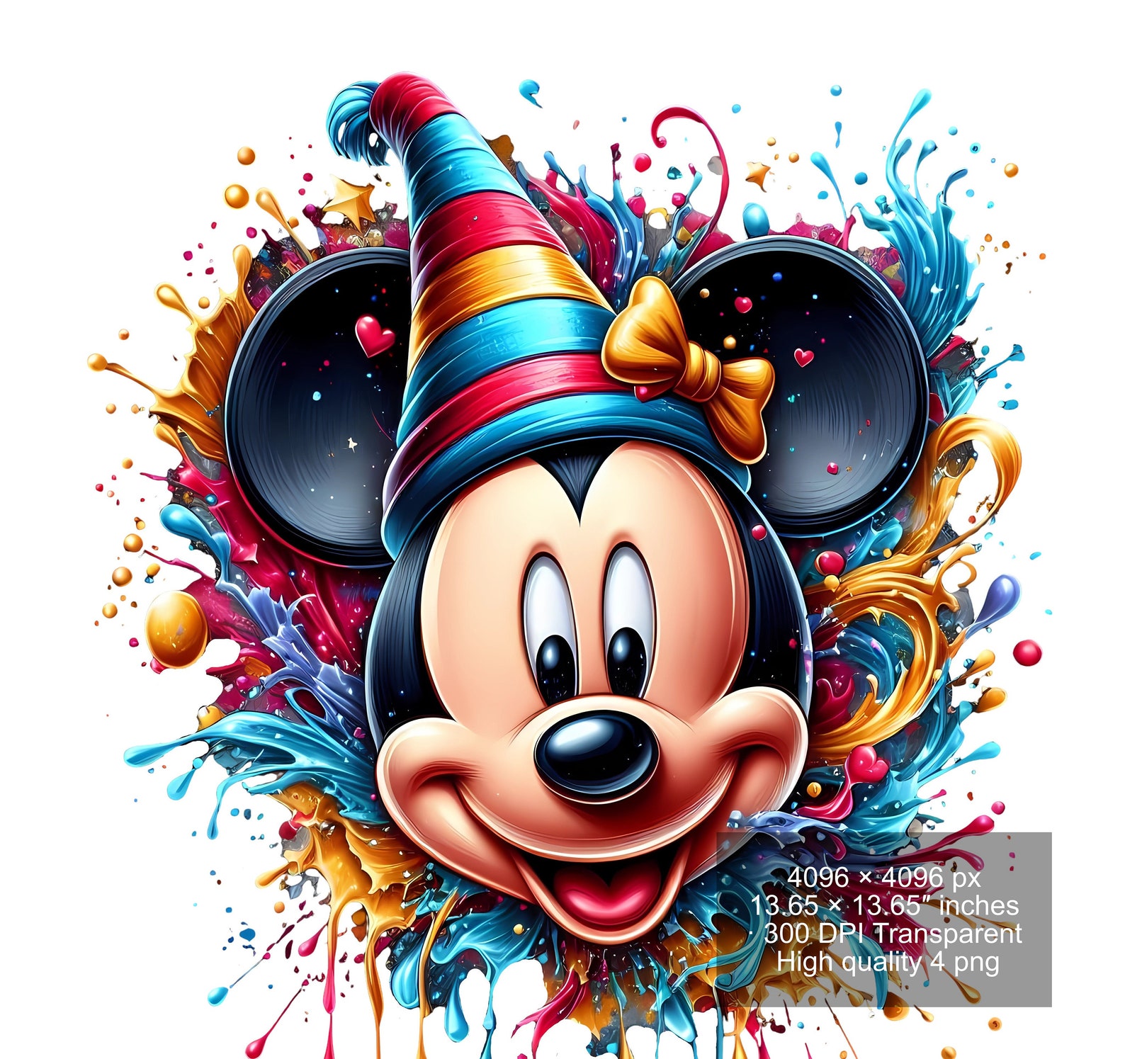 Mickey Mouse Watercolor Splash PNG: Digital Art (digital Download) - Etsy