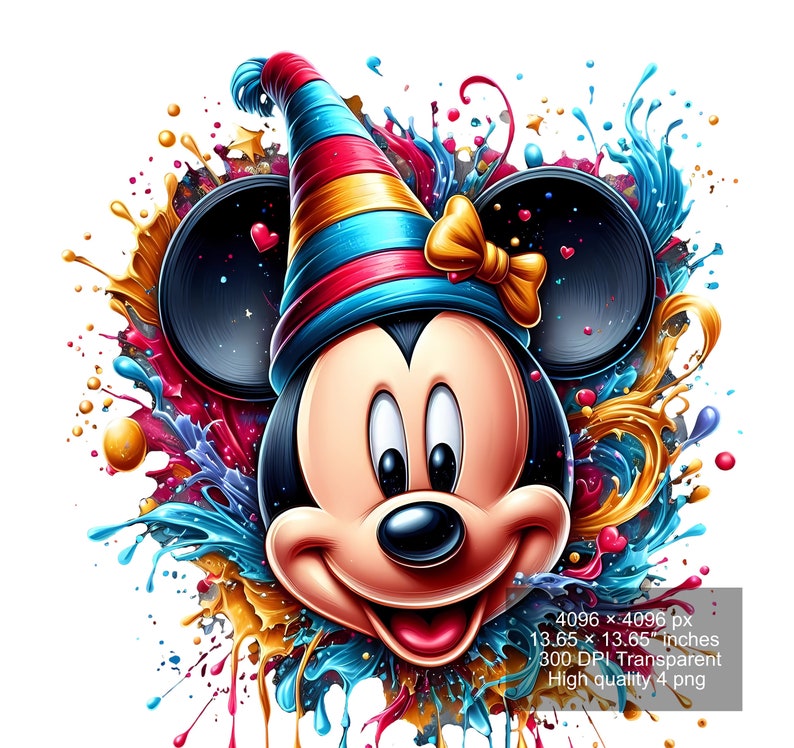 Mickey Mouse Watercolor Splash PNG: Digital Art (digital Download) - Etsy