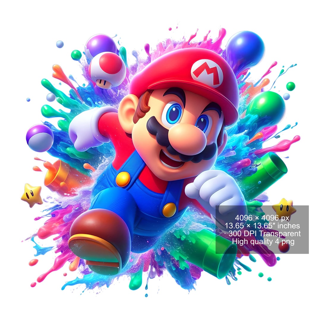 4 PNG Super Mario Splash and Watercolor Digital Design PNG File ...