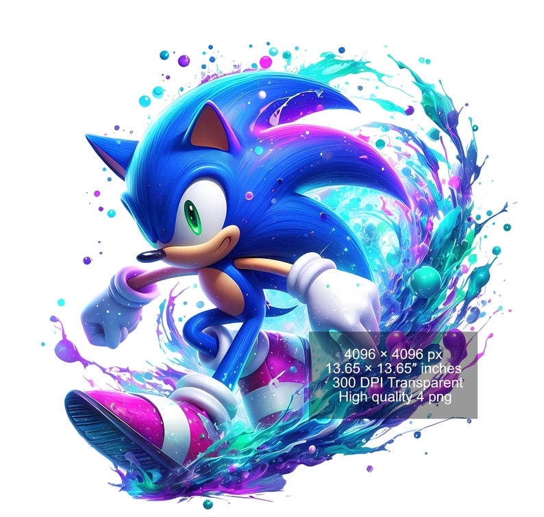 Sonic the Hedgehog Watercolor Splash PNG Clipart (digital Download) - Etsy