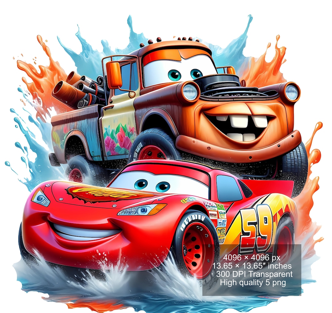 5 PNG Lightning Mcqueen Cars Splash and Watercolor Digital Design PNG ...