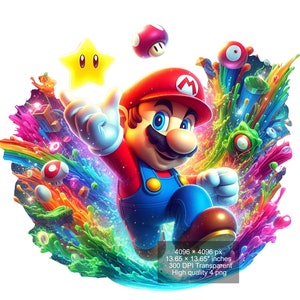 Super Mario Watercolor Splash PNG: Clipart Digital Download - Etsy
