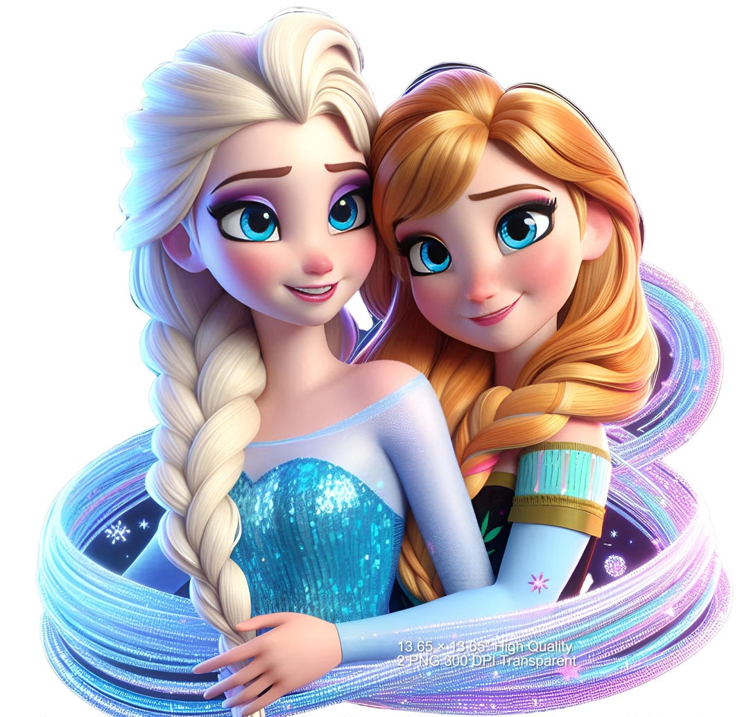 2 PNG Elsa and Anna Frozen Splash and Watercolor Digital Design PNG ...