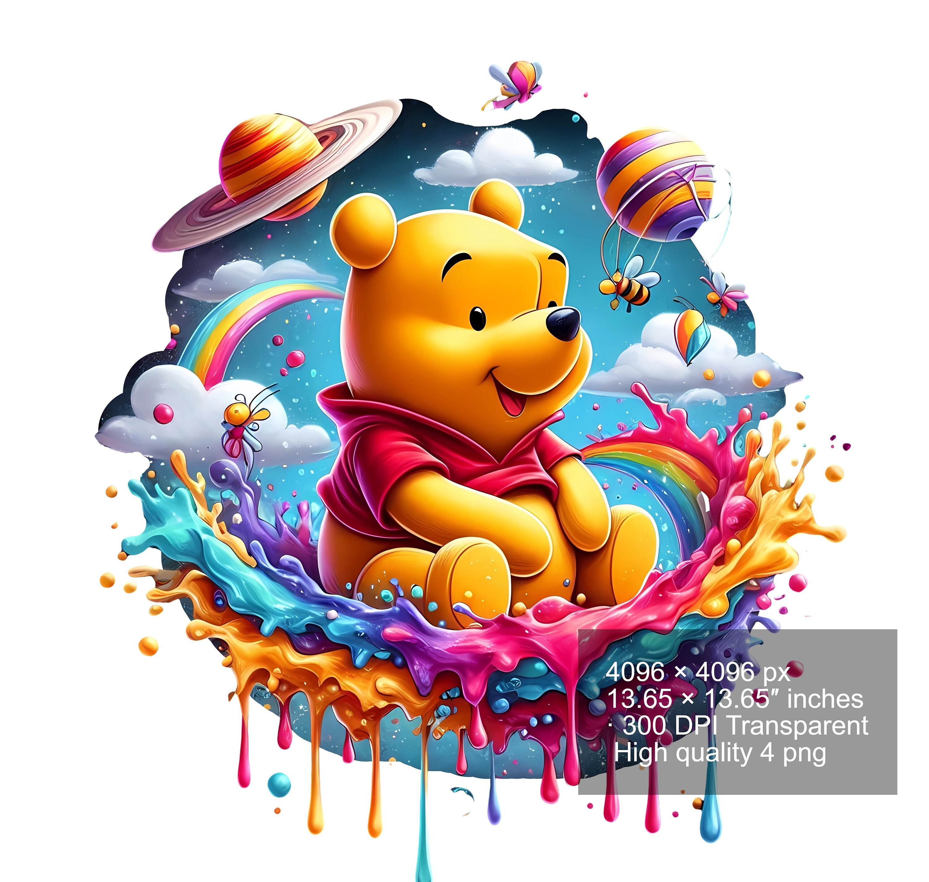 Watercolor Honey Bear PNG: Splash Clipart, Sublimation Design (digital ...