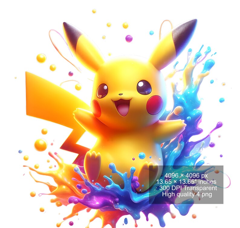 Pikachu Watercolor Splash PNG: High-resolution Clipart (digital ...