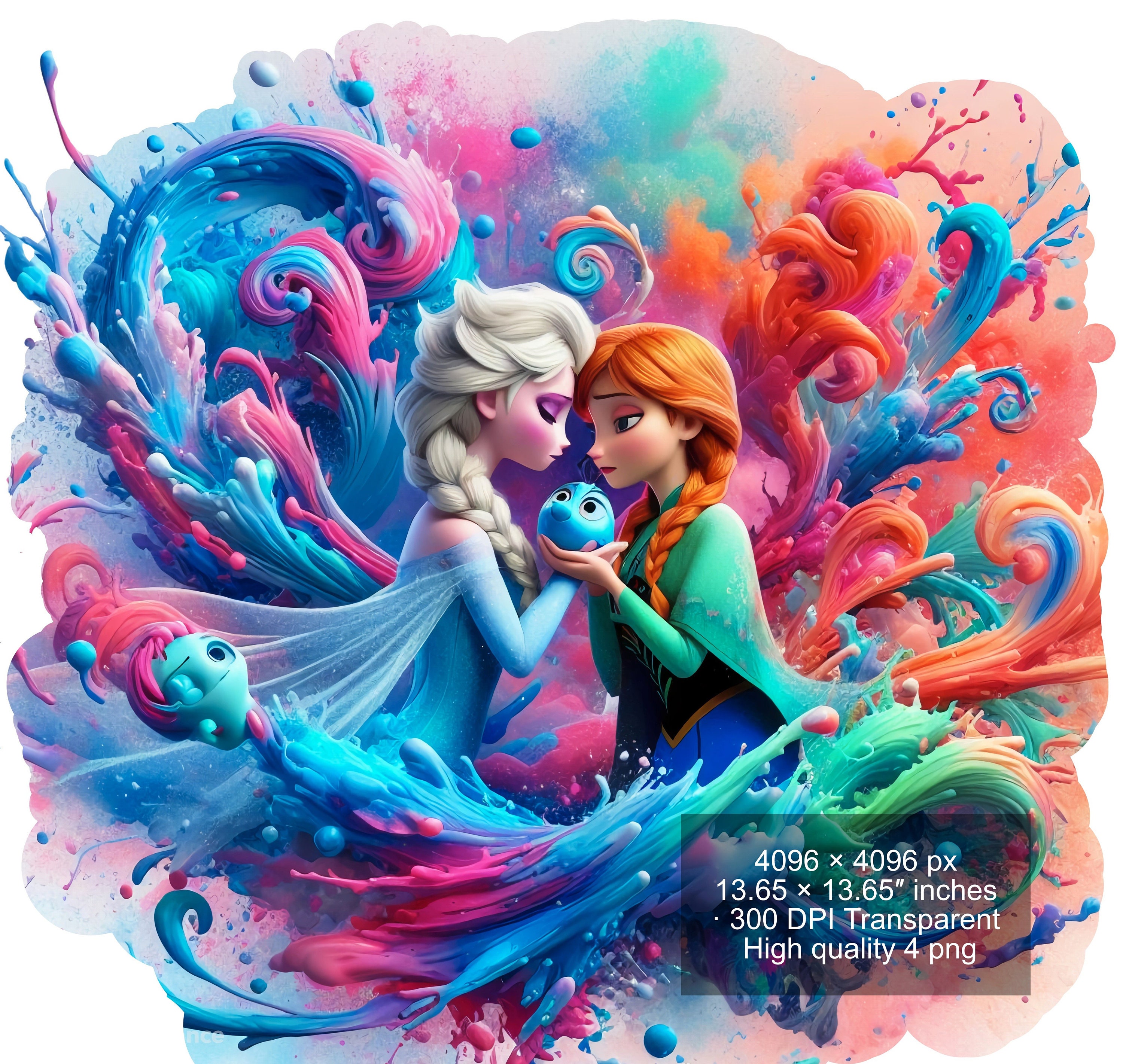 4 PNG Elsa and Anna Frozen Splash and Watercolor Digital Design PNG ...