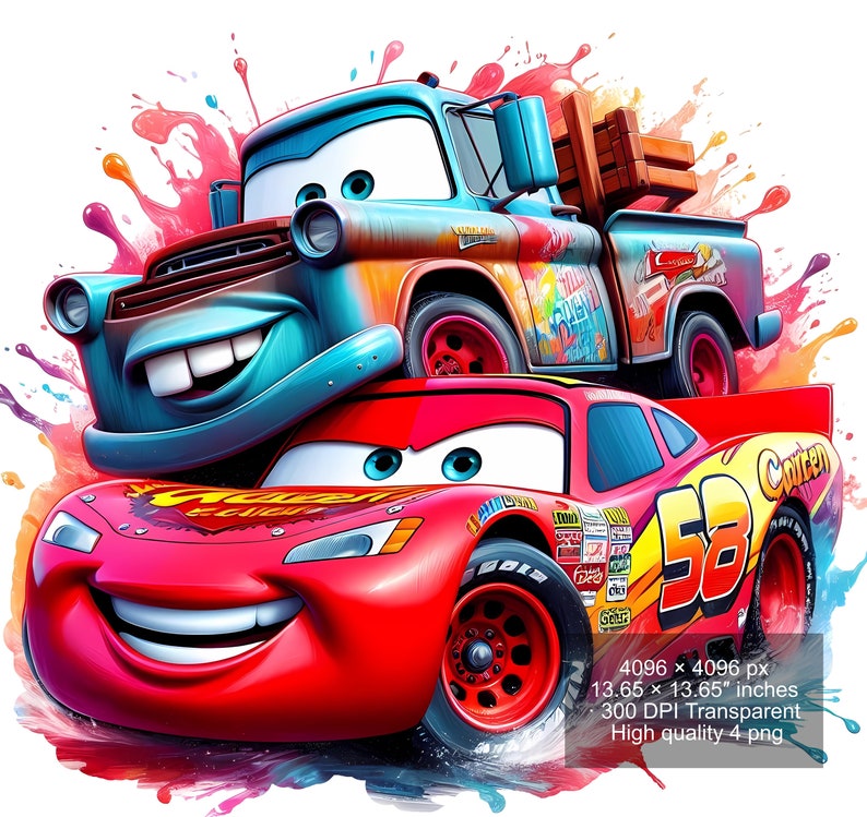 Lightning Mcqueen Watercolor Splash PNG: Digital Art (digital Download ...