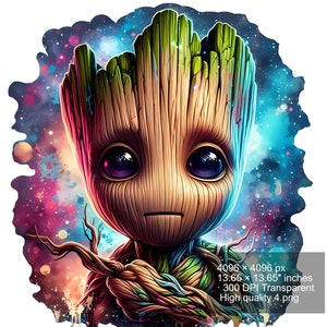 Set of 4 Watercolor Splash Baby Groot Png Digital Images for Printing ...