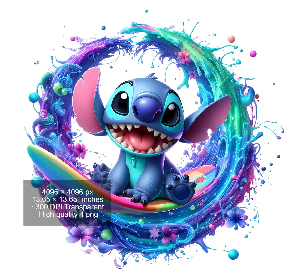 Stitch Watercolor Splash PNG: High-resolution Digital Art (digital ...