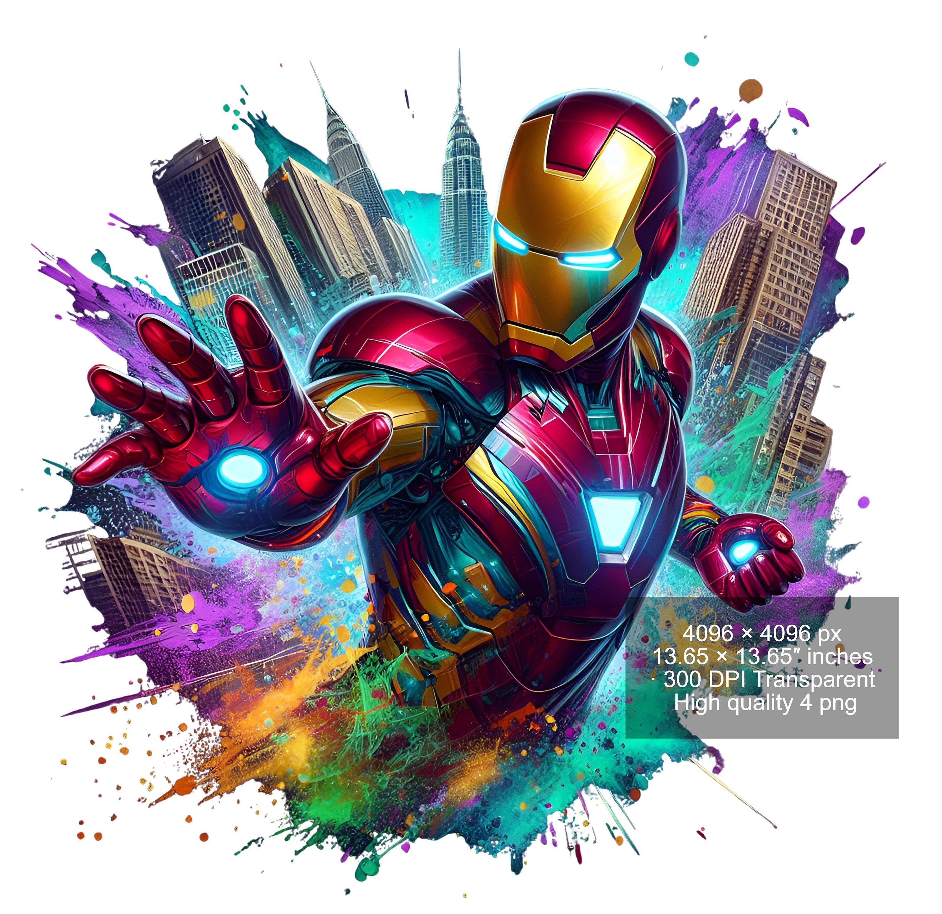Iron Man Watercolor Splash PNG: Digital Clipart (digital Download) - Etsy