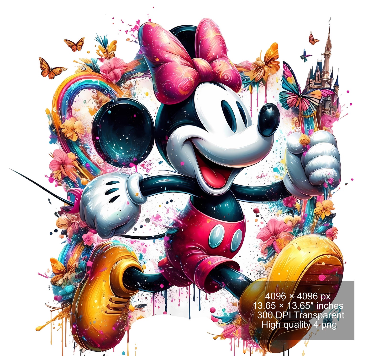 Mickey Mouse Splash and Watercolor Digital Design PNG File for ...