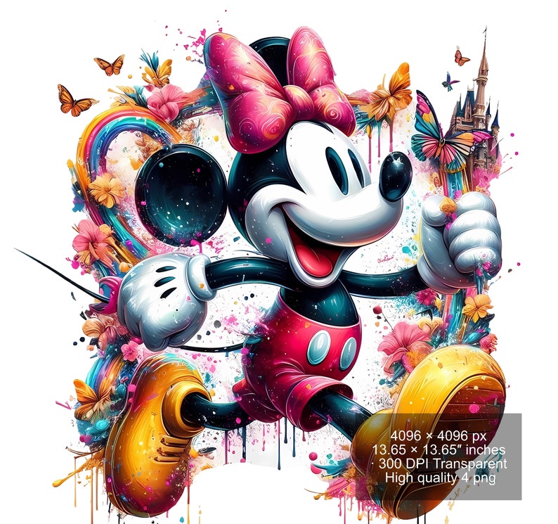 Mickey Mouse Watercolor Splash PNG: High-resolution Digital Art ...