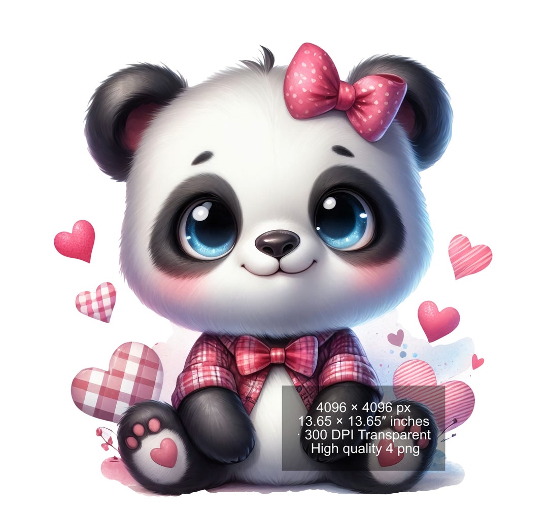 4 PNG Cute Panda Splash and Watercolor Digital Design PNG File for ...
