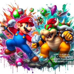 Super Mario Watercolor Splash PNG: Digital Clipart (digital Download ...