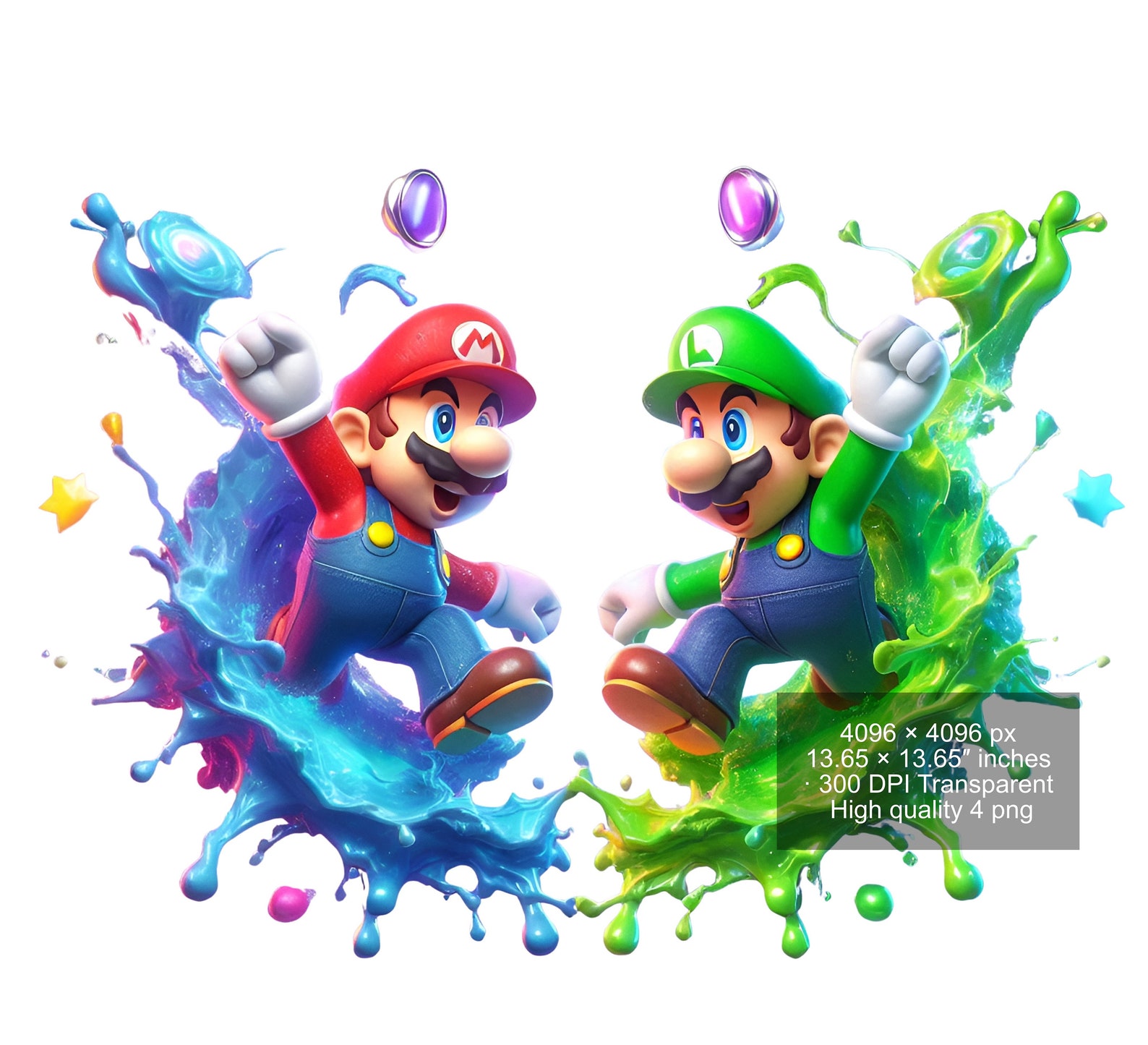 4 PNG Super Mario Splash and Watercolor Digital Design PNG File ...