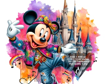 3 Png Mickey Mouse Splash and Watercolor Digital Design Png File ...