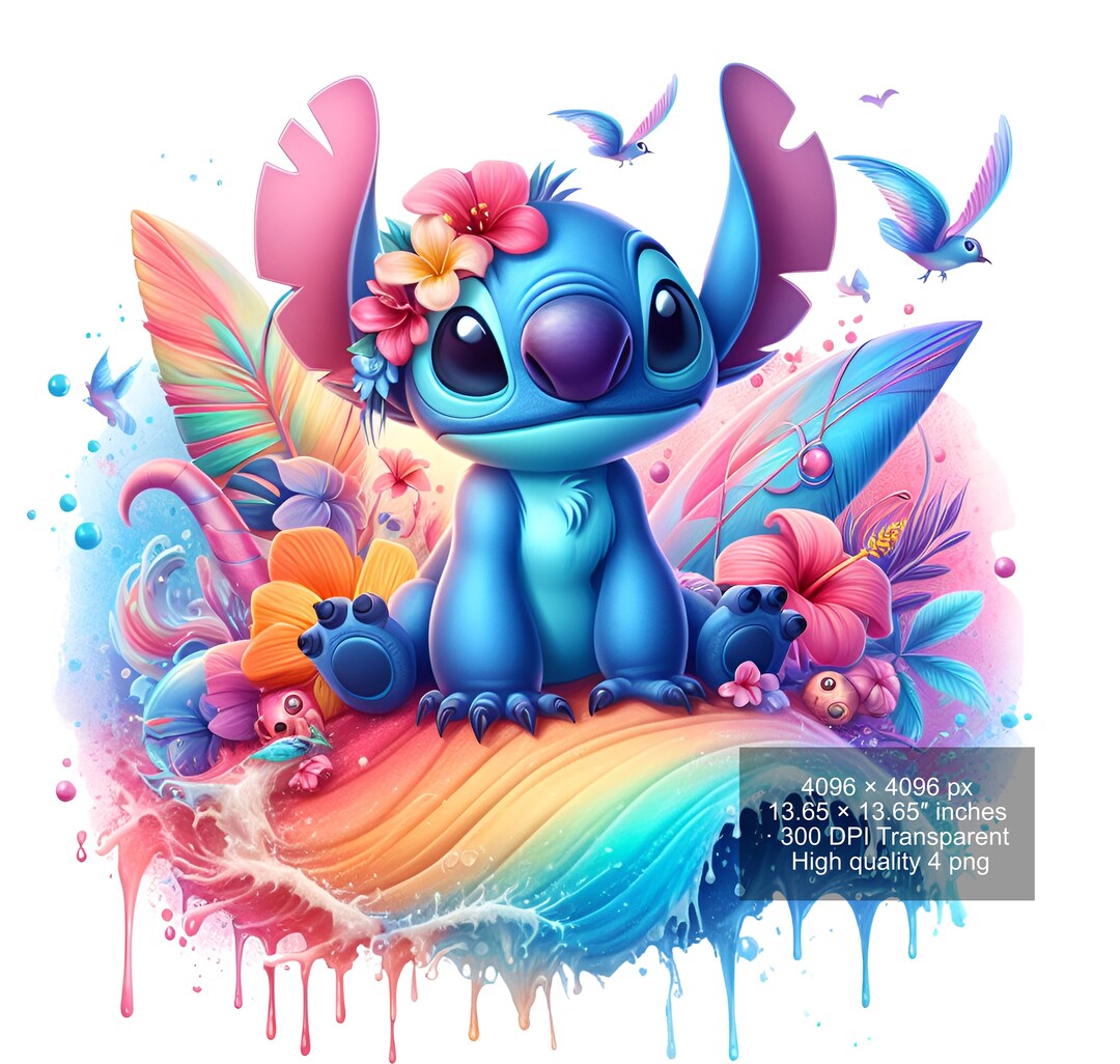 Stitch Watercolor Splash PNG: High-resolution Digital Design (digital ...