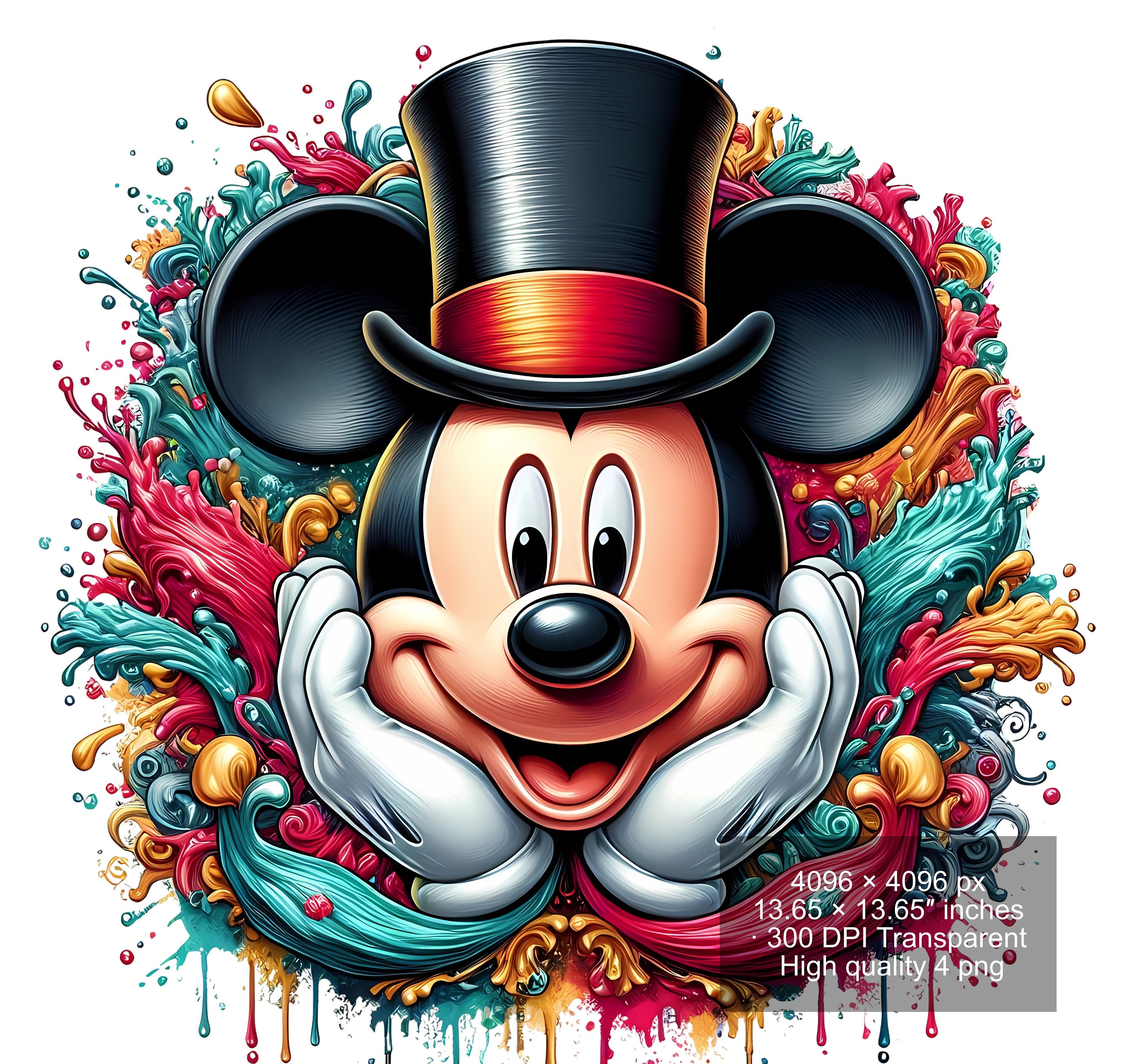 Mickey Mouse Splash and Watercolor Digital Design PNG File for ...