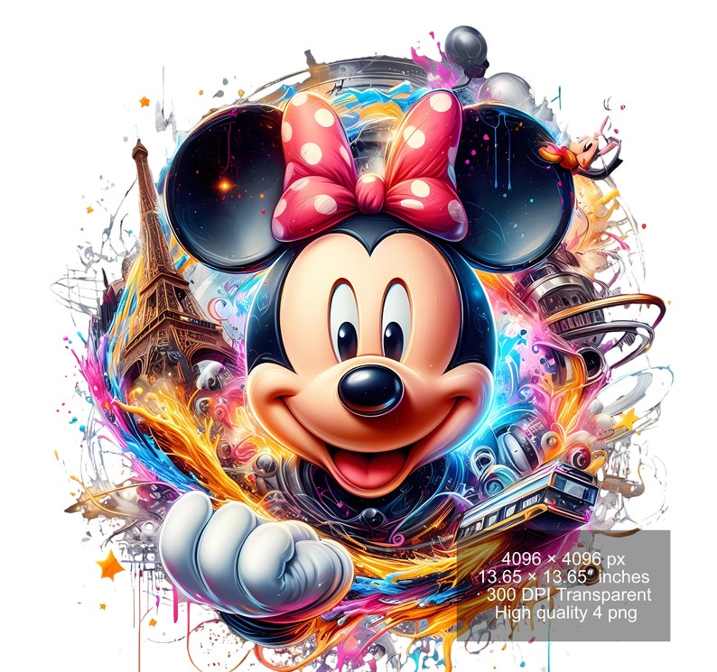 Mickey Mouse Splash and Watercolor Digital Design PNG File for ...