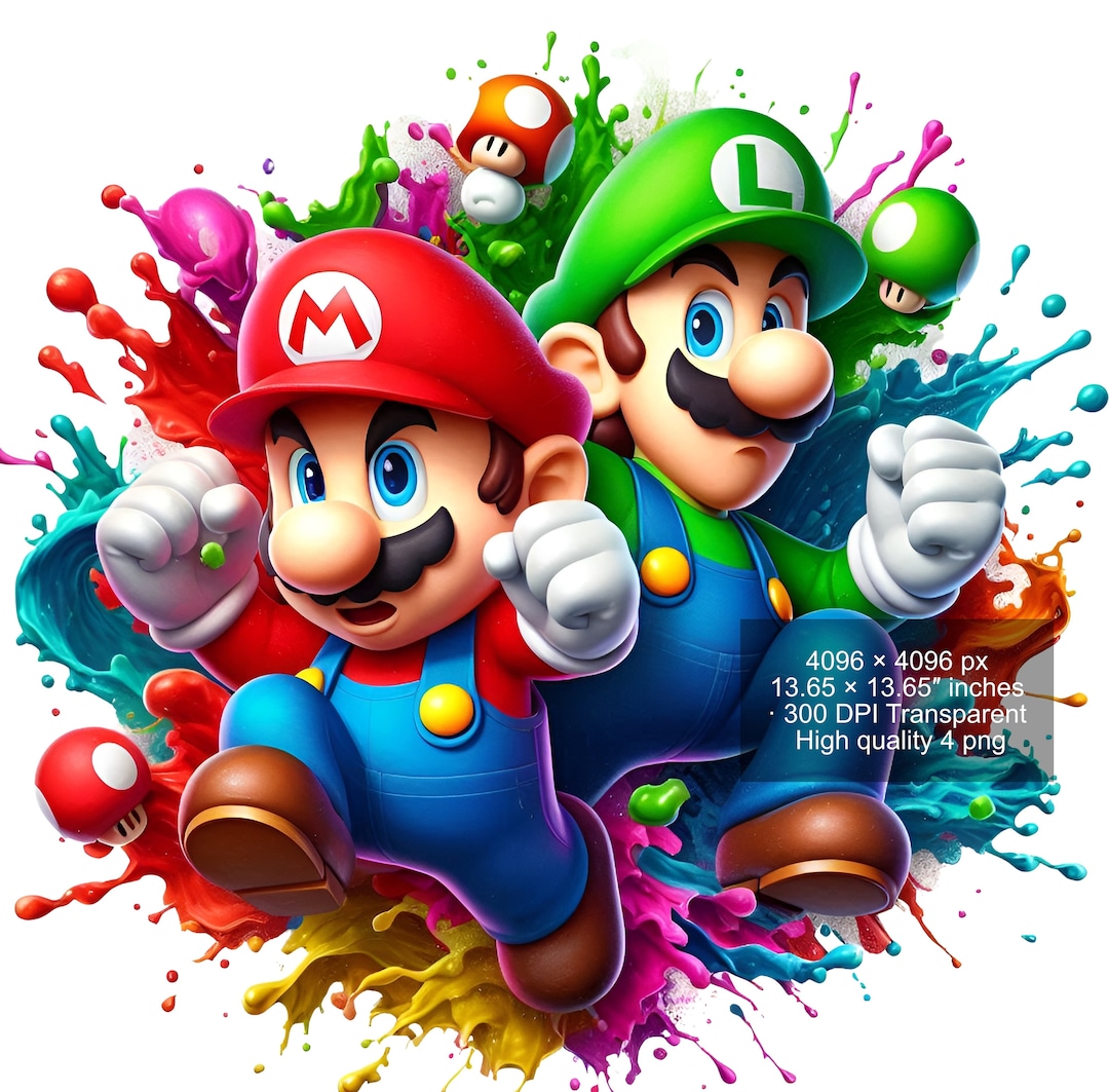 Super Mario Watercolor Splash PNG: Clipart Digital Download - Etsy