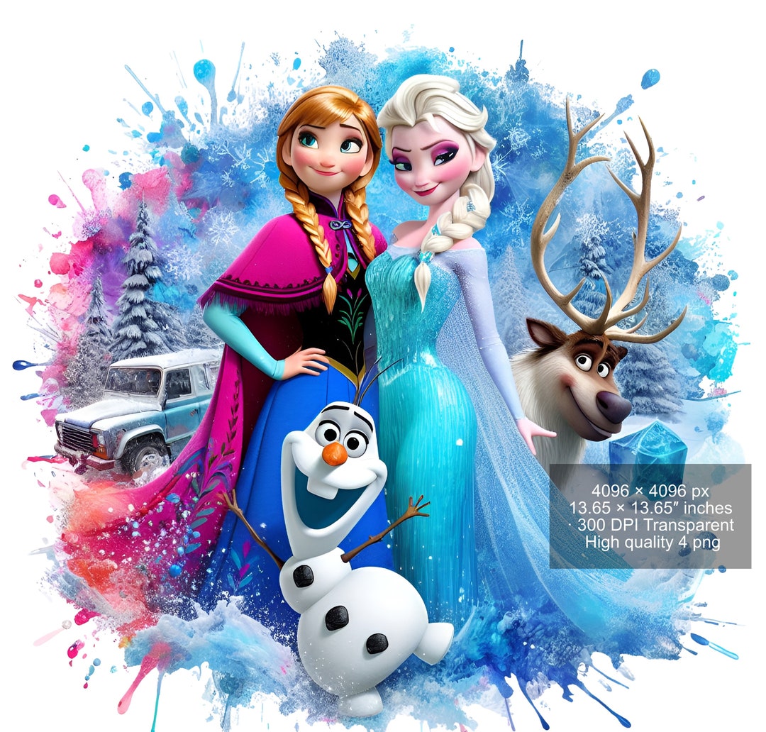 Elsa and Anna Frozen Watercolor Splash PNG Clipart (digital Download ...