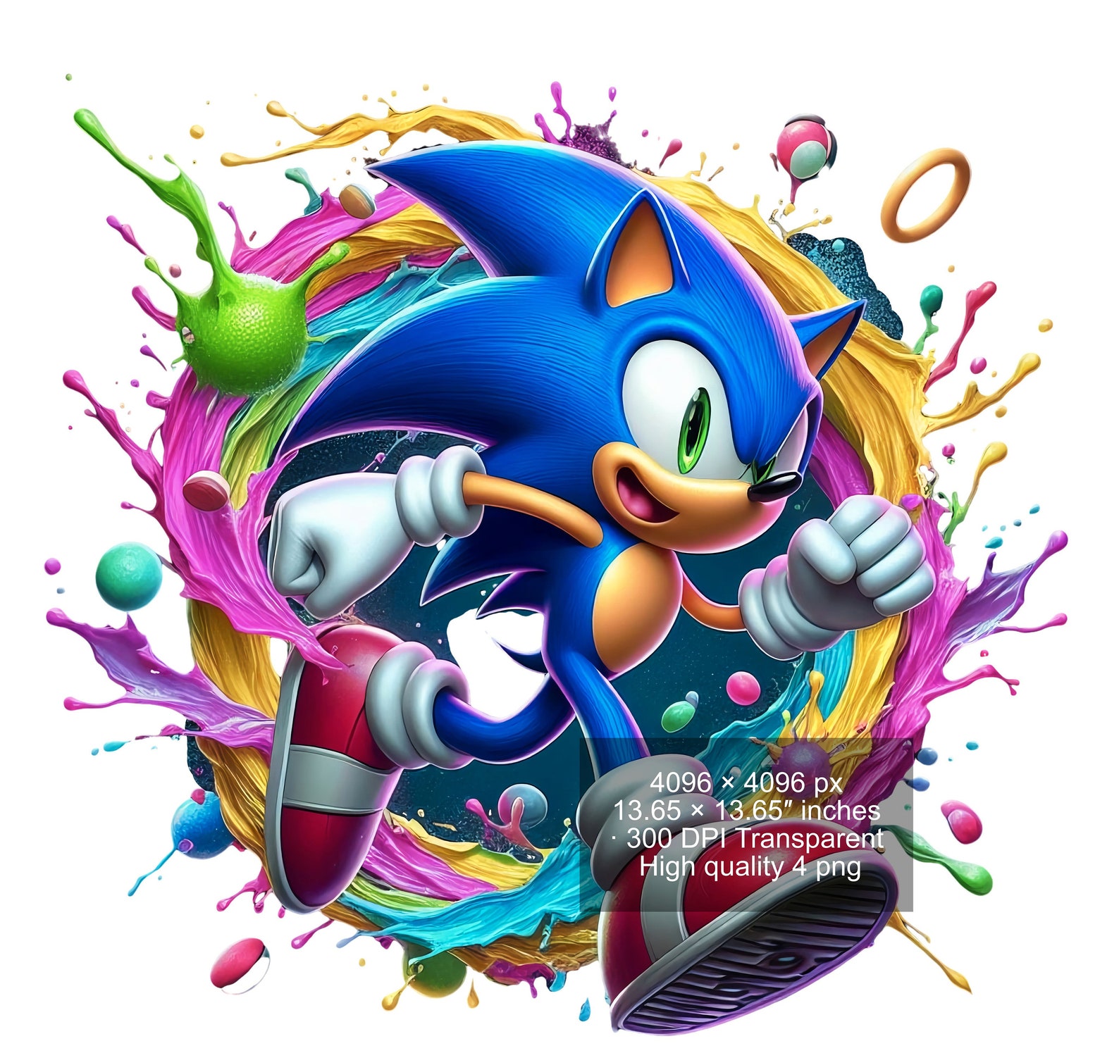 4 PNG Sonic the Hedgehog Splash and Watercolor Digital Design PNG File ...