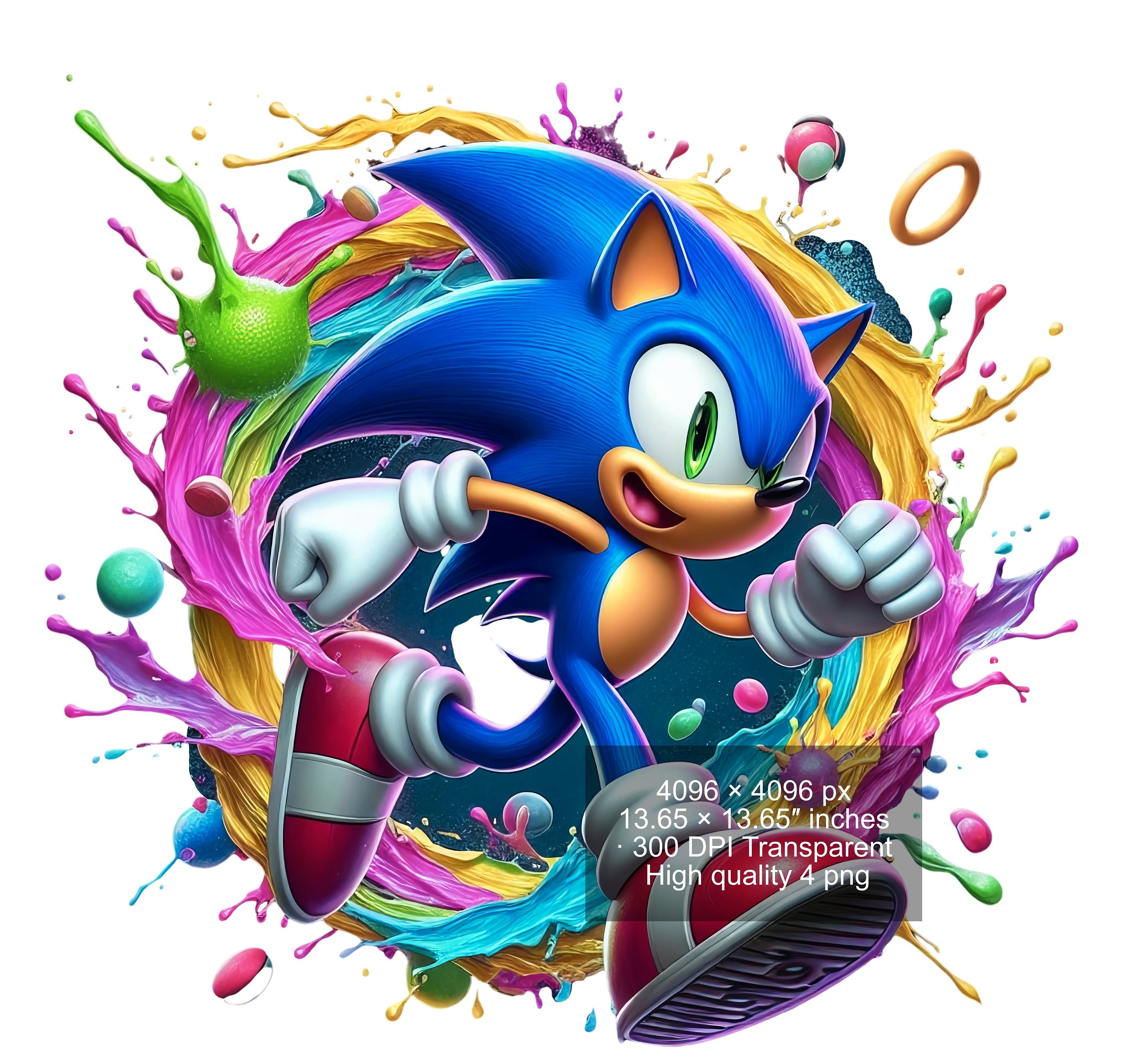 Sonic the Hedgehog Watercolor Splash PNG Clipart (digital Download) - Etsy