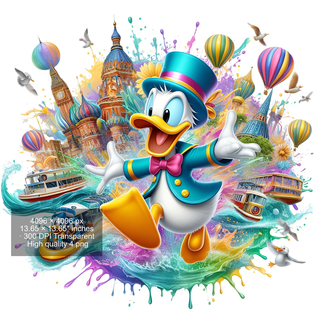 Donald Duck Watercolor Splash PNG: High-resolution Clipart (digital ...