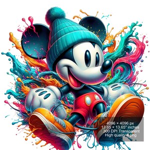 Mickey Mouse Watercolor Splash PNG: Digital Art (digital Download) - Etsy