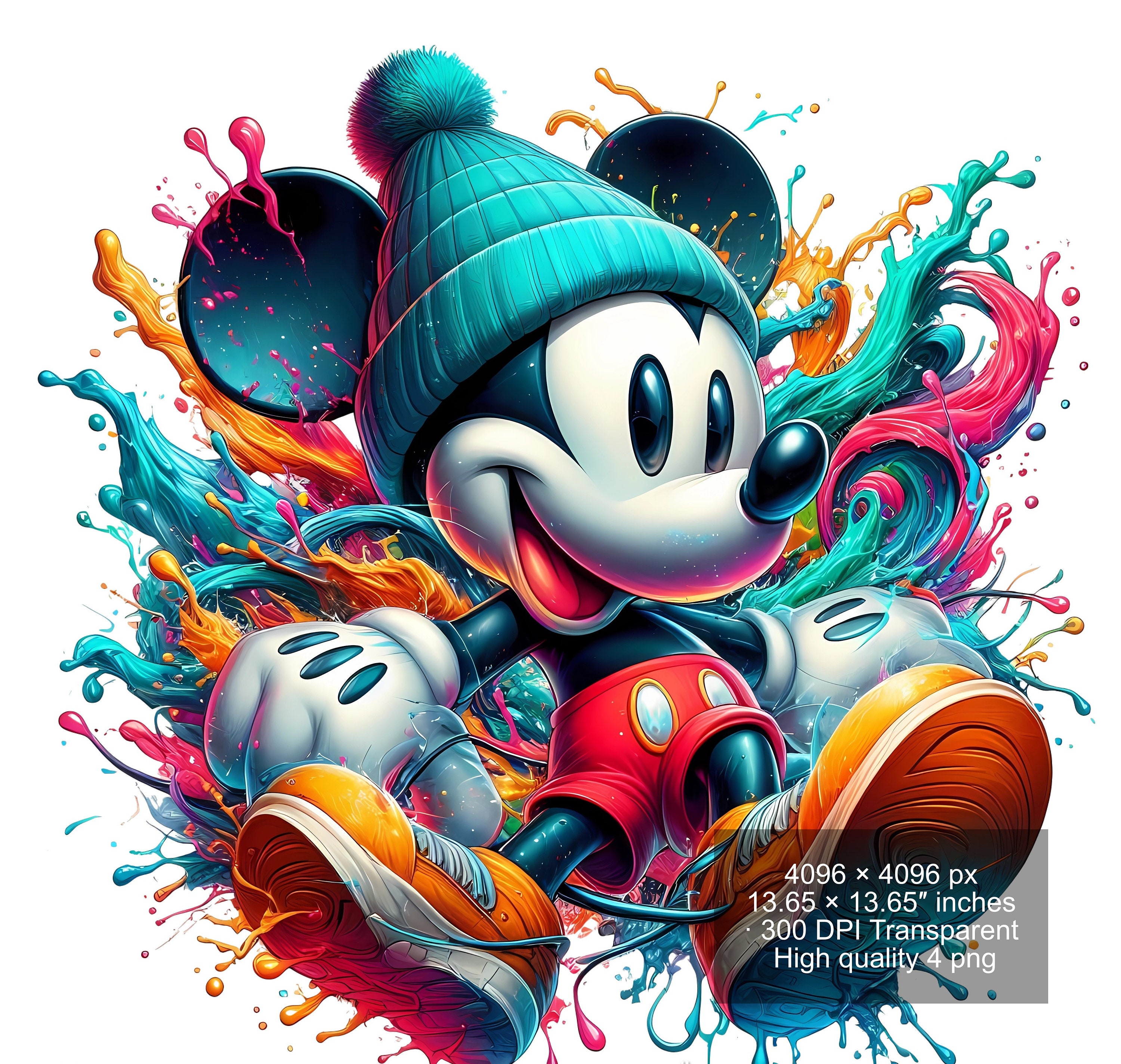 Mickey Mouse Watercolor Splash PNG: Digital Art (digital Download) - Etsy