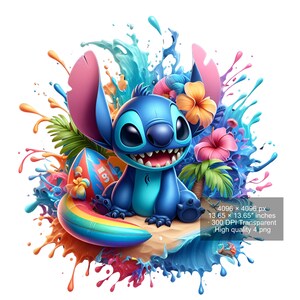 4 PNG Stitch Splash and Watercolor Digital Design PNG File for ...