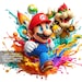Super Mario Watercolor Splash PNG: Sublimation Clipart (digital ...