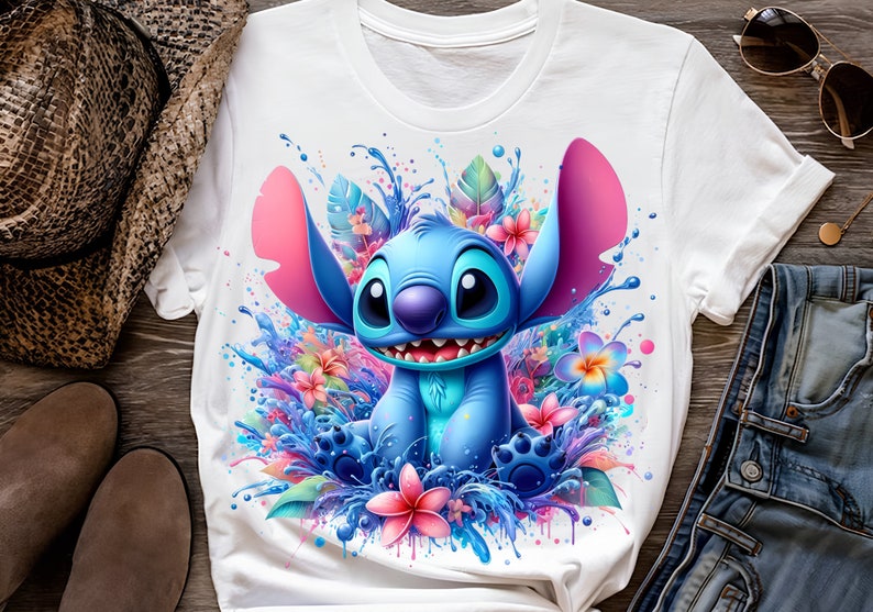 Stitch Surfing Watercolor Splash PNG: High-resolution Digital Art ...