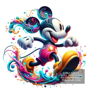 4 PNG Mickey Mouse Splash and Watercolor Digital Design PNG File for ...