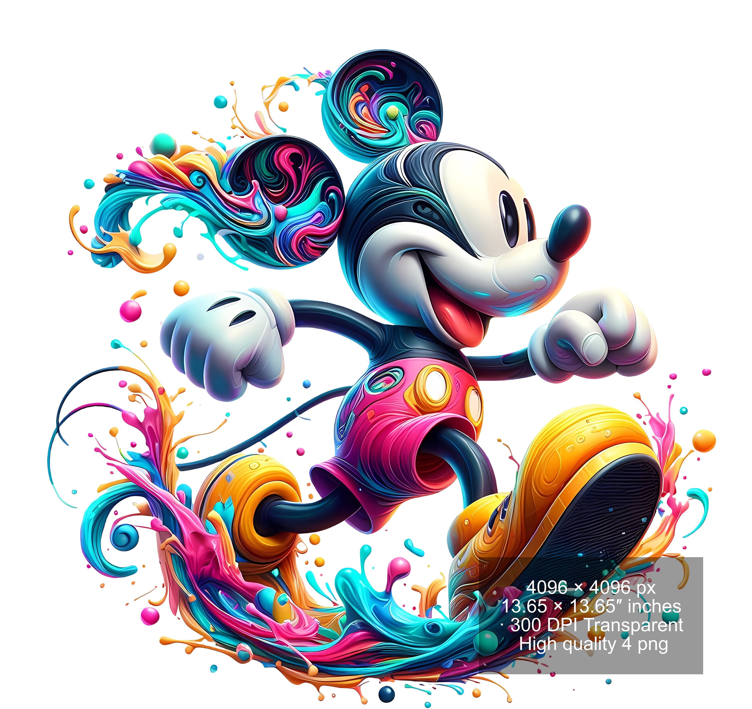 Mickey Mouse Splash and Watercolor Digital Design PNG File for ...