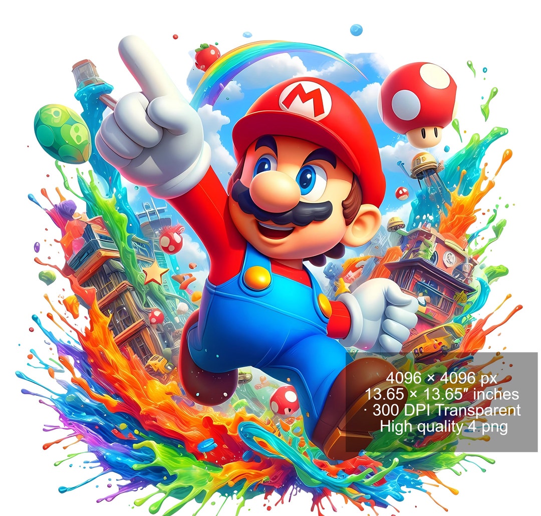 4 PNG Super Mario Splash and Watercolor Digital Design PNG File ...