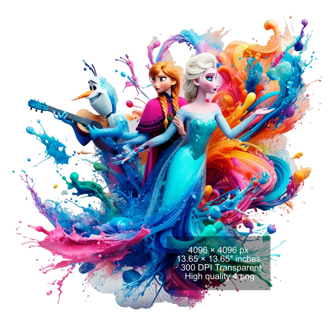 4 PNG Elsa and Anna Frozen Splash and Watercolor Digital Design PNG ...
