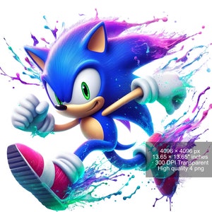 4 PNG Sonic the Hedgehog Splash and Watercolor Digital Design PNG File ...