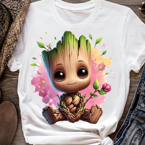 Set of 4 Watercolor Splash Baby Groot Png Digital Images for Printing ...