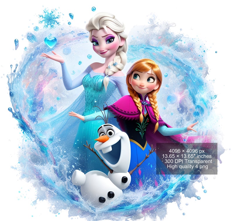Elsa y Anna Frozen: Acuarela PNG (Descarga digital) - Etsy México