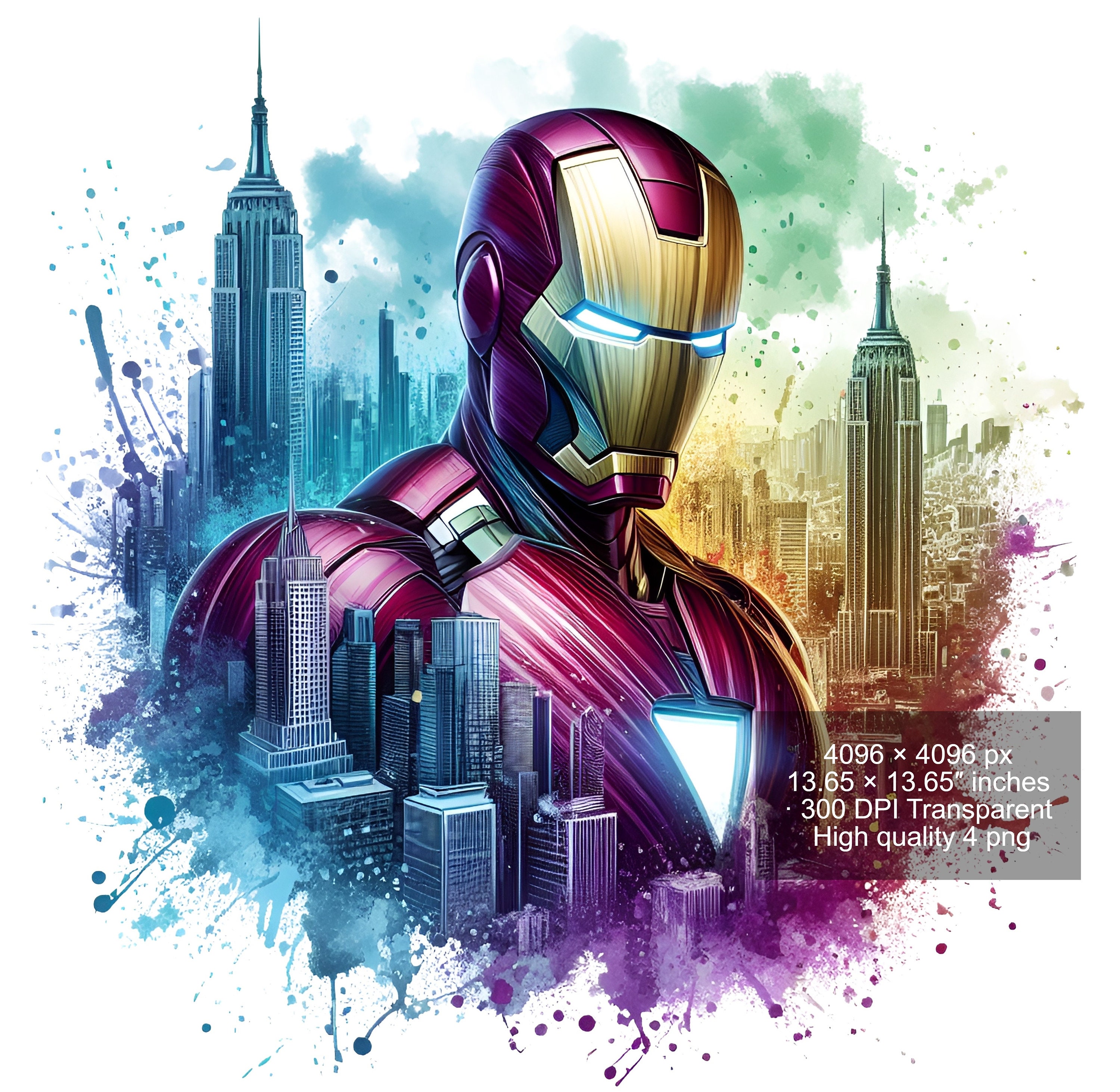 Iron Man Watercolor Splash PNG: Digital Clipart (digital Download) - Etsy