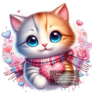 4 PNG Cute Cat Splash and Watercolor Digital Design PNG File for ...