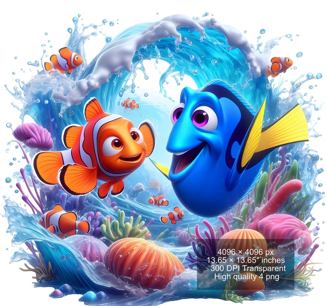 Finding Nemo & Dory Watercolor Splash 4 PNG Clipart (digital Download ...