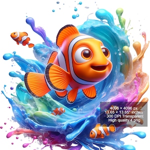 4 PNG Finding Nemo | Finding Dory Splash and Watercolor Digital Design ...