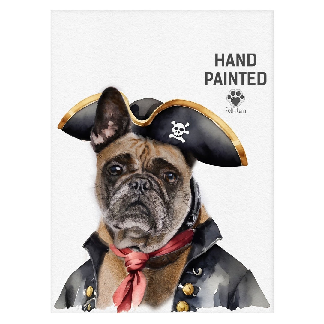 Custom Pirate Pet Portrait From Photo, Costume Dog Painting, Pirate Cat ...