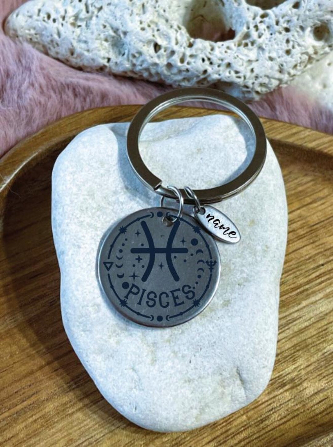 Pisces Zodiac Sign Keychain – Star Sign Engraved Charm, Horoscope ...