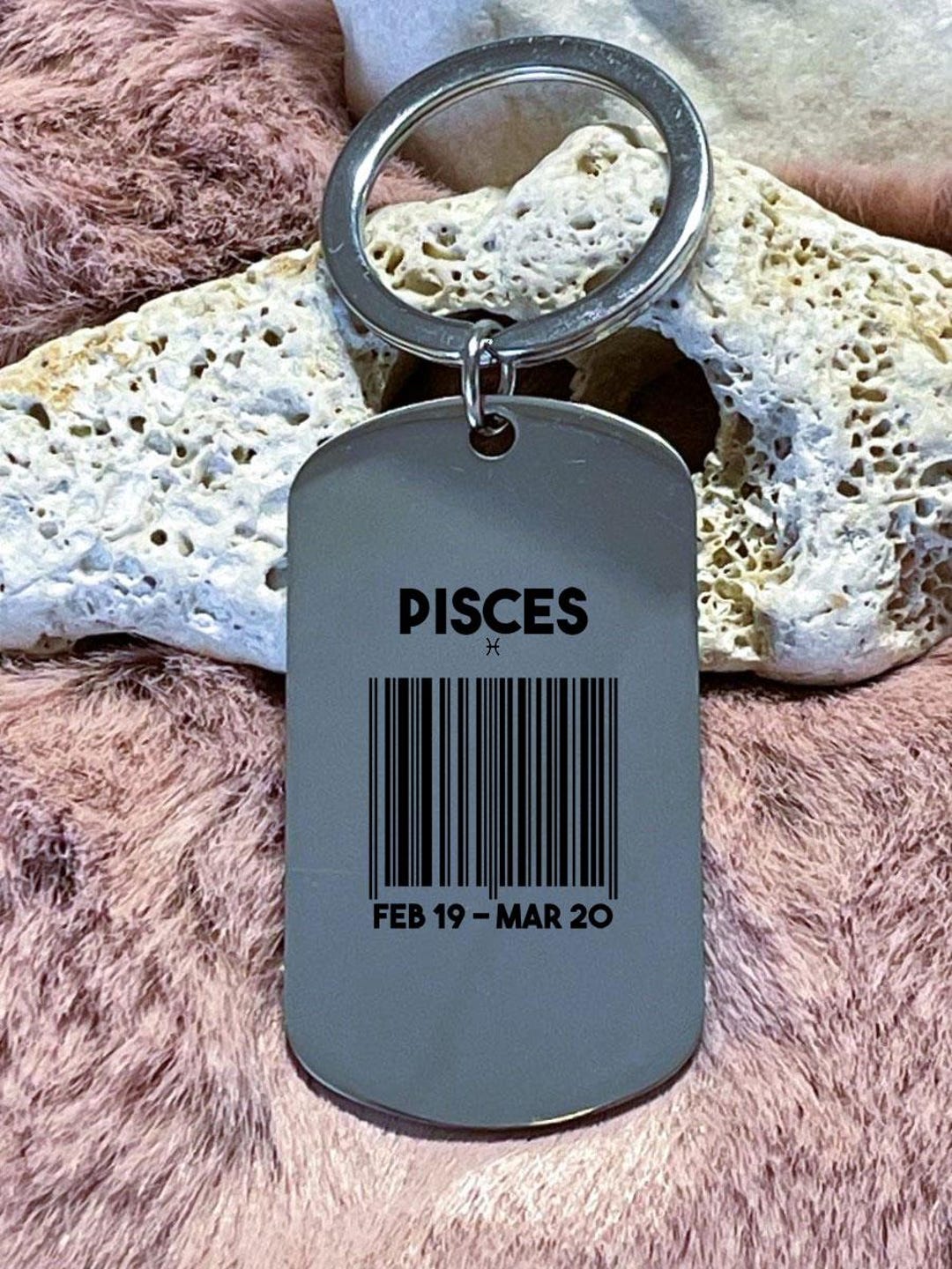 Pisces Engraved Zodiac Sign Keychain – Horoscope Astrology Gift ...