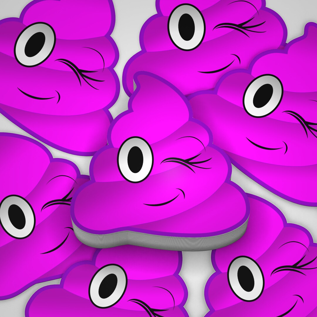 Poop Emoji Sticker Sheet With 12 Stickers Pink Poop Emoji Custom ...