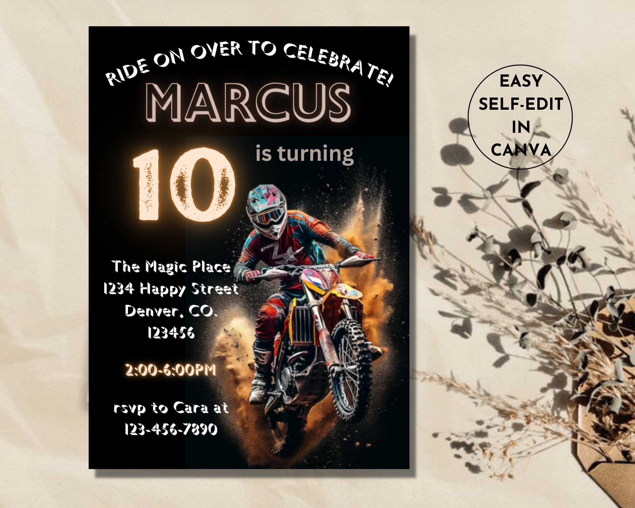 Editable MOTORBIKE Invitation Motocross Dirt Bike Invitation - Etsy
